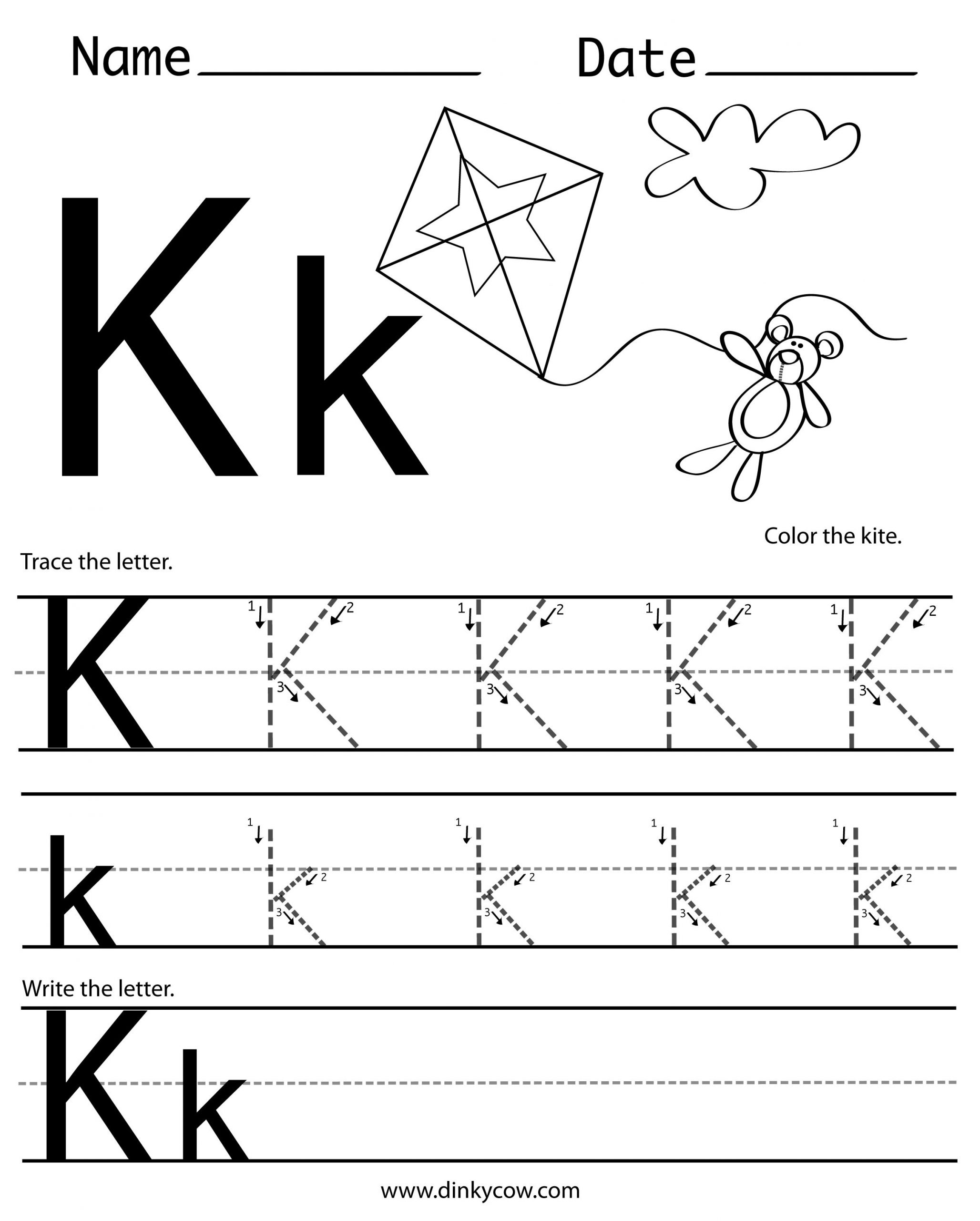 K Tracing Worksheet